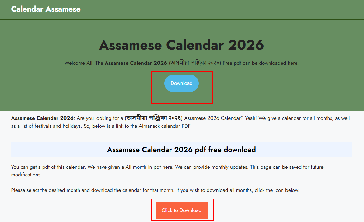 Assamese Calendar 2026: অসমীয়া পঞ্জিকা २०२६ PDF Free Download ...